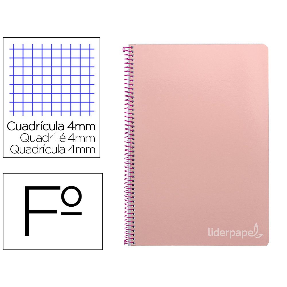 Cuaderno espiral liderpapel folio witty tapa dura 80h 75gr cuadro 4mm ...