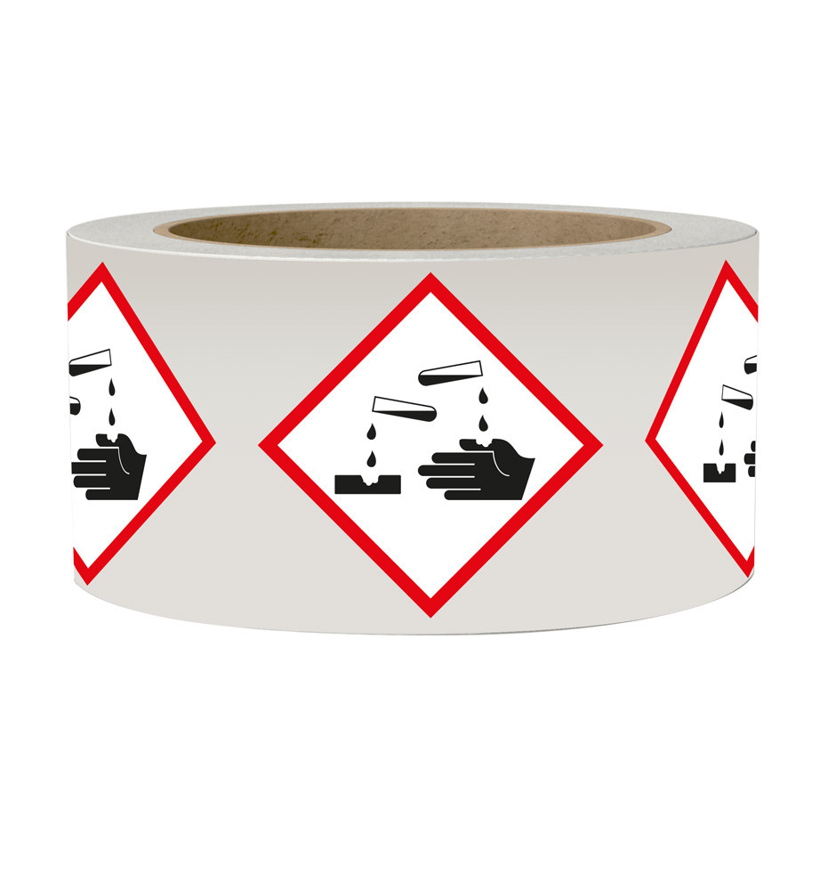 Rouleau de Pictos CLP - Matières corrosives - GHS05