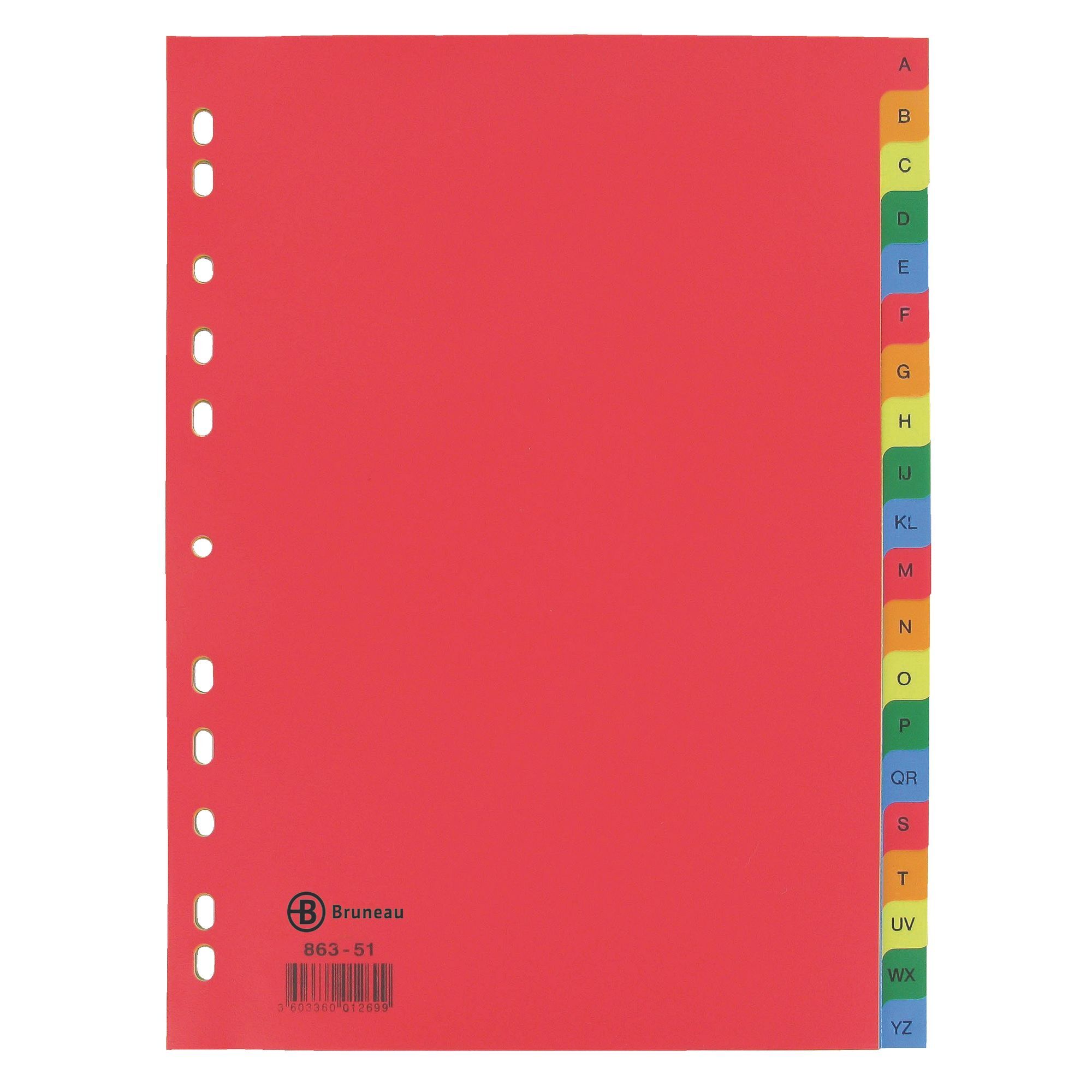 Intercalaire A4 polypropylène coloré Bruneau 20 onglets alphabétiques ...