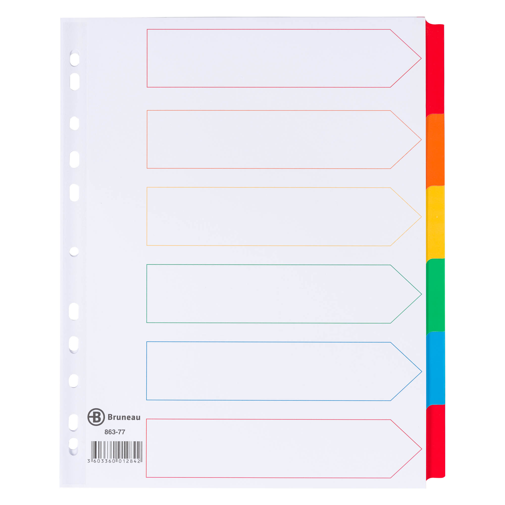 Tabbladen A4+ bristol karton wit Bruneau 6 neutrale tabbladen ...