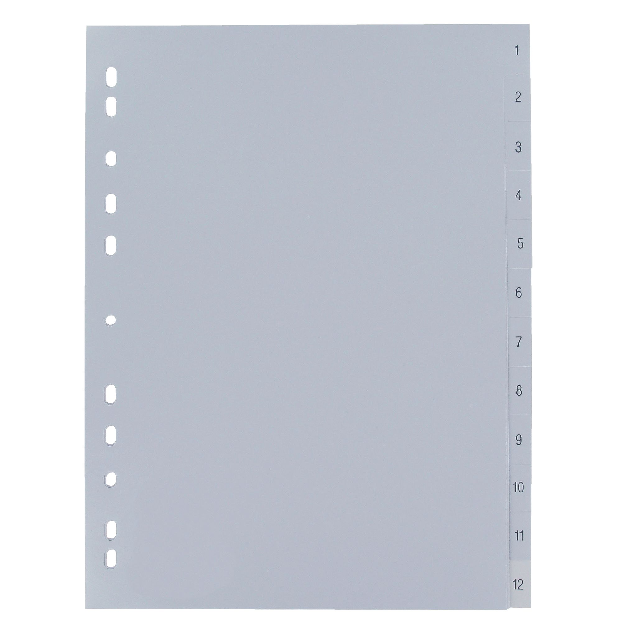 Set of numbered dividers with 12 divisions in grey polypropylene Maxiburo