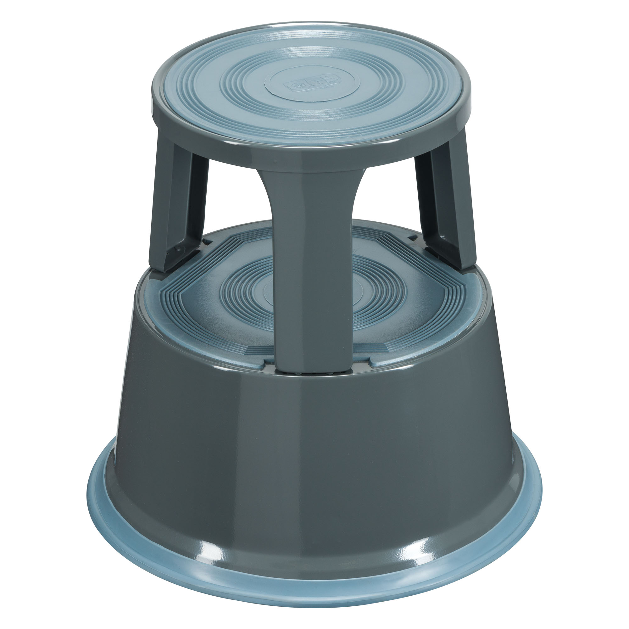 Mobile step stool in metal with 2 steps