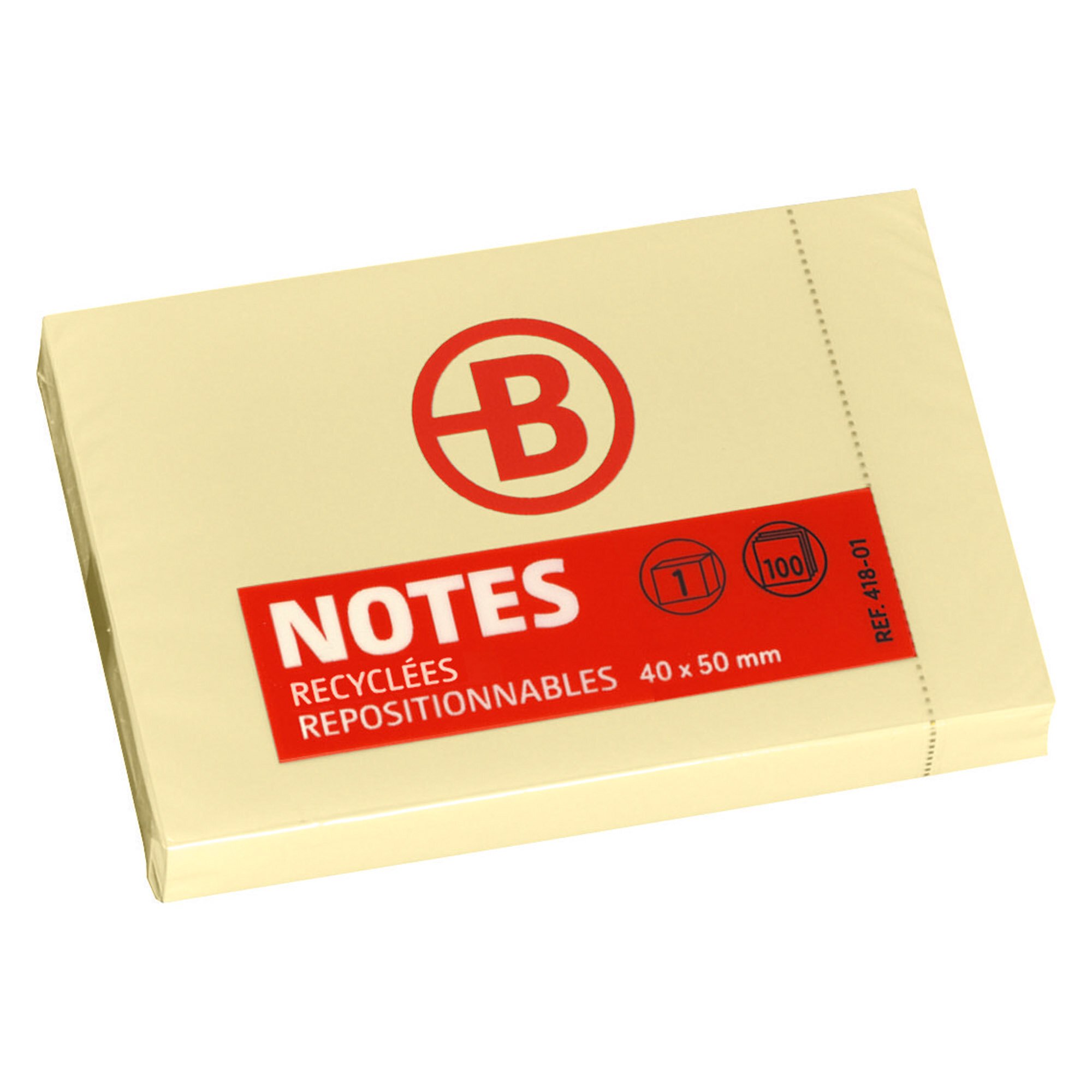 Notes Repositionnables Jaunes Recyclées Bruneau Bloc De 100 Feuilles