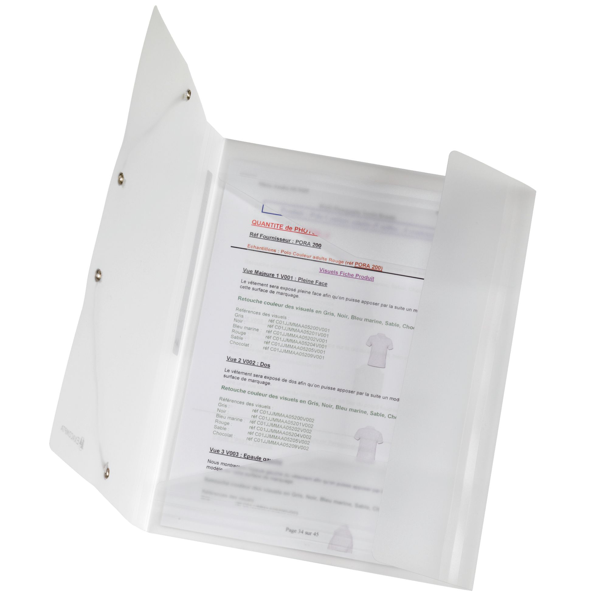 Map 3 flappen Exacompta polypropyleen transparant 5 geassorteerde kleuren