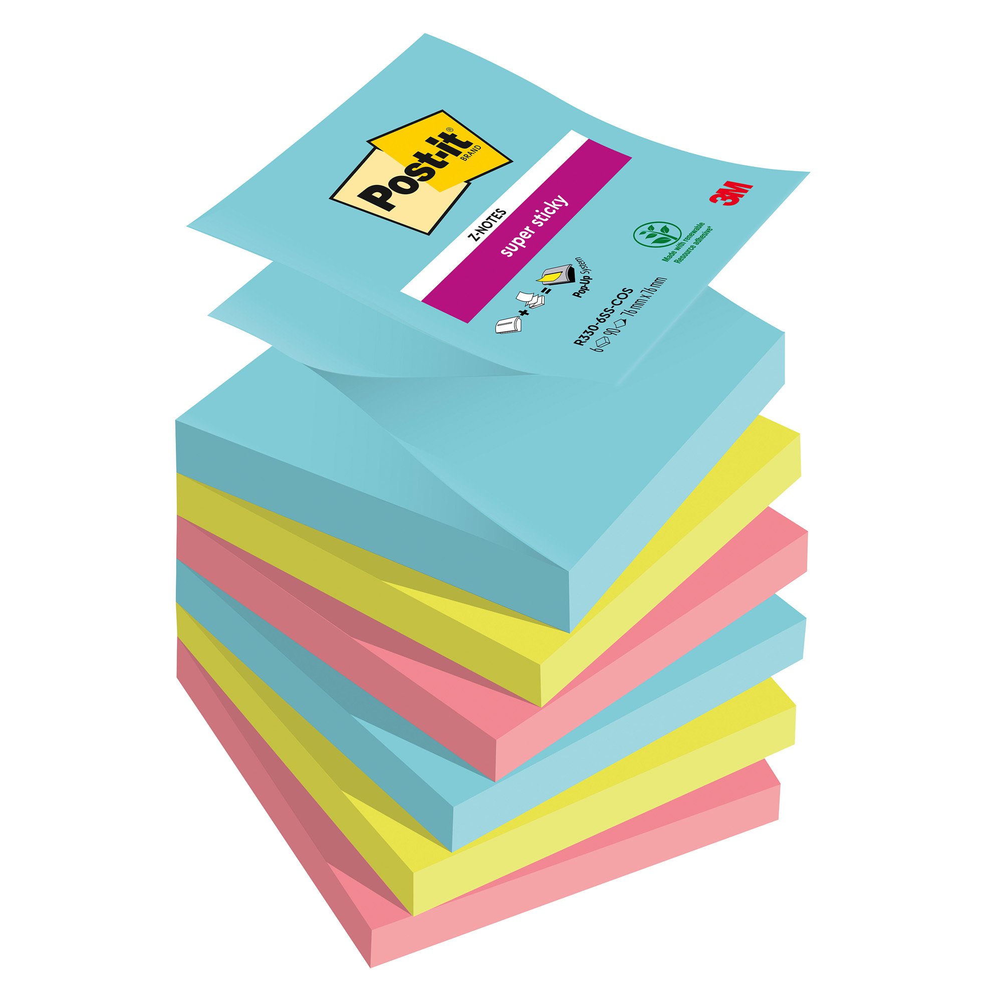 Z Notes Repositionnables Couleurs Cosmic Super Sticky Post It 76 X 76