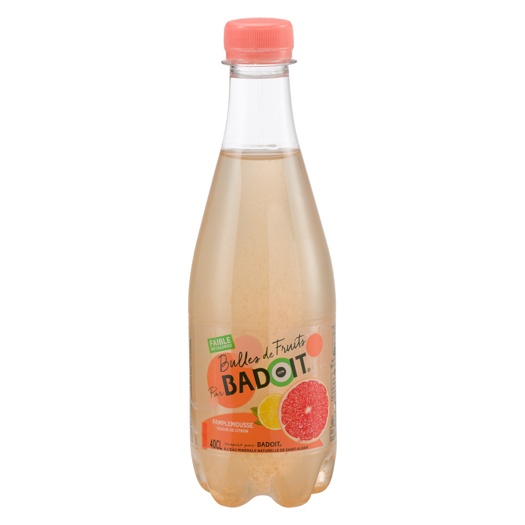 Eau Badoit bulles de fruits pamplemousse 40 cl – 24 bouteilles