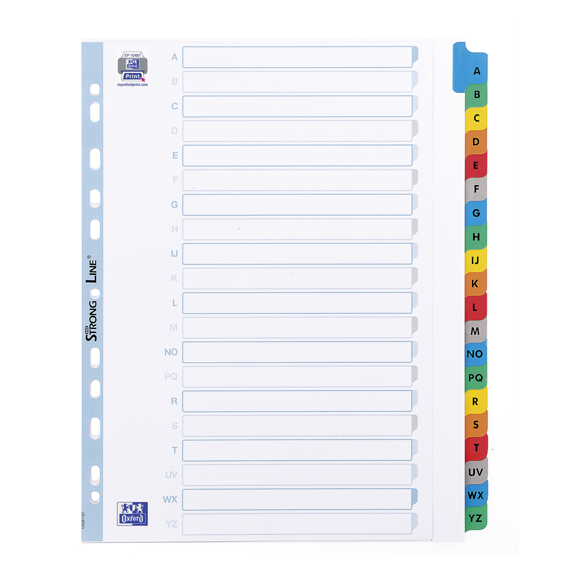 Dividers A4+ white bristol Elba 20 alphabetical tabs multicolored - 1 set