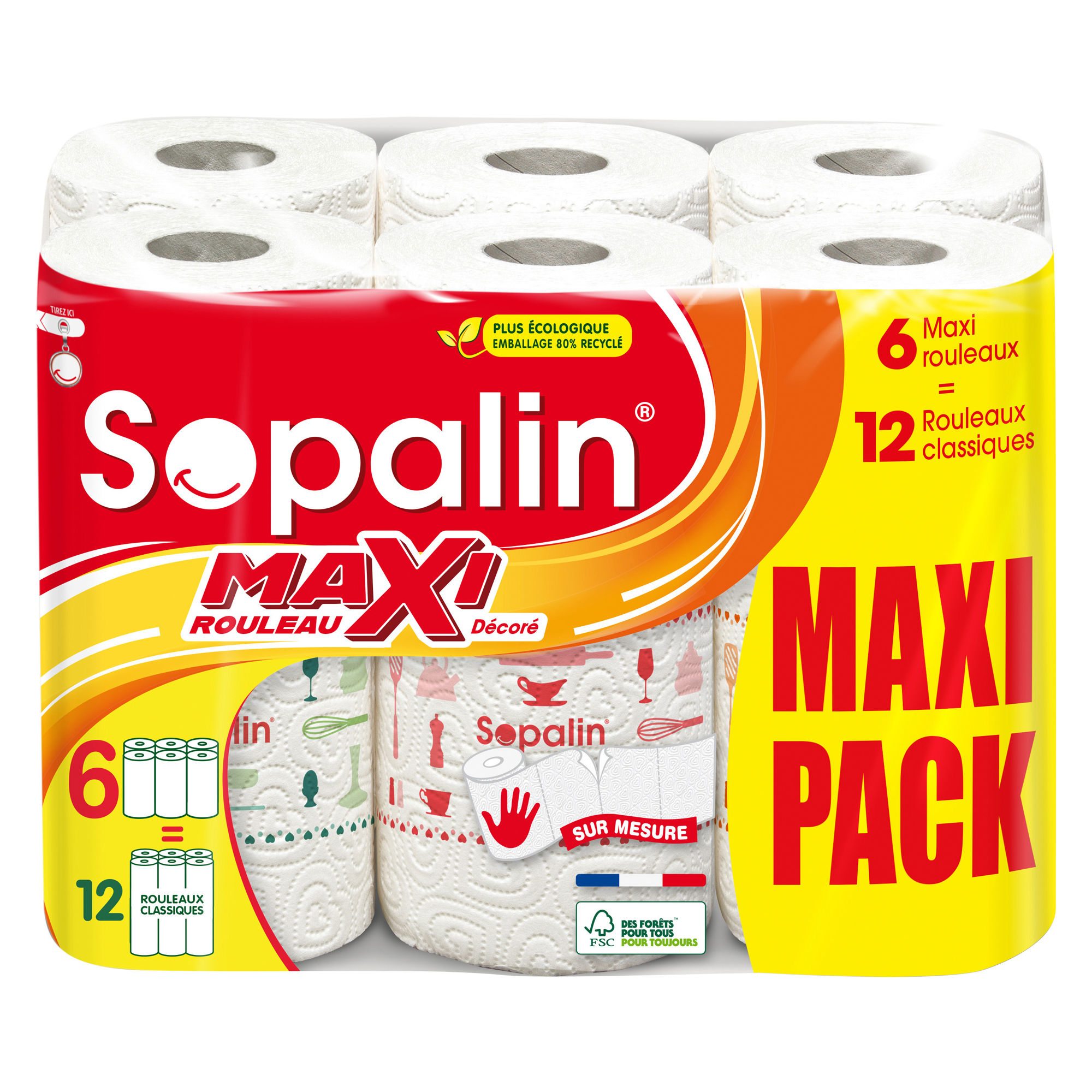 Kitchen roll Sopalin made to measure with print 6 maxi rolls = 12 ...