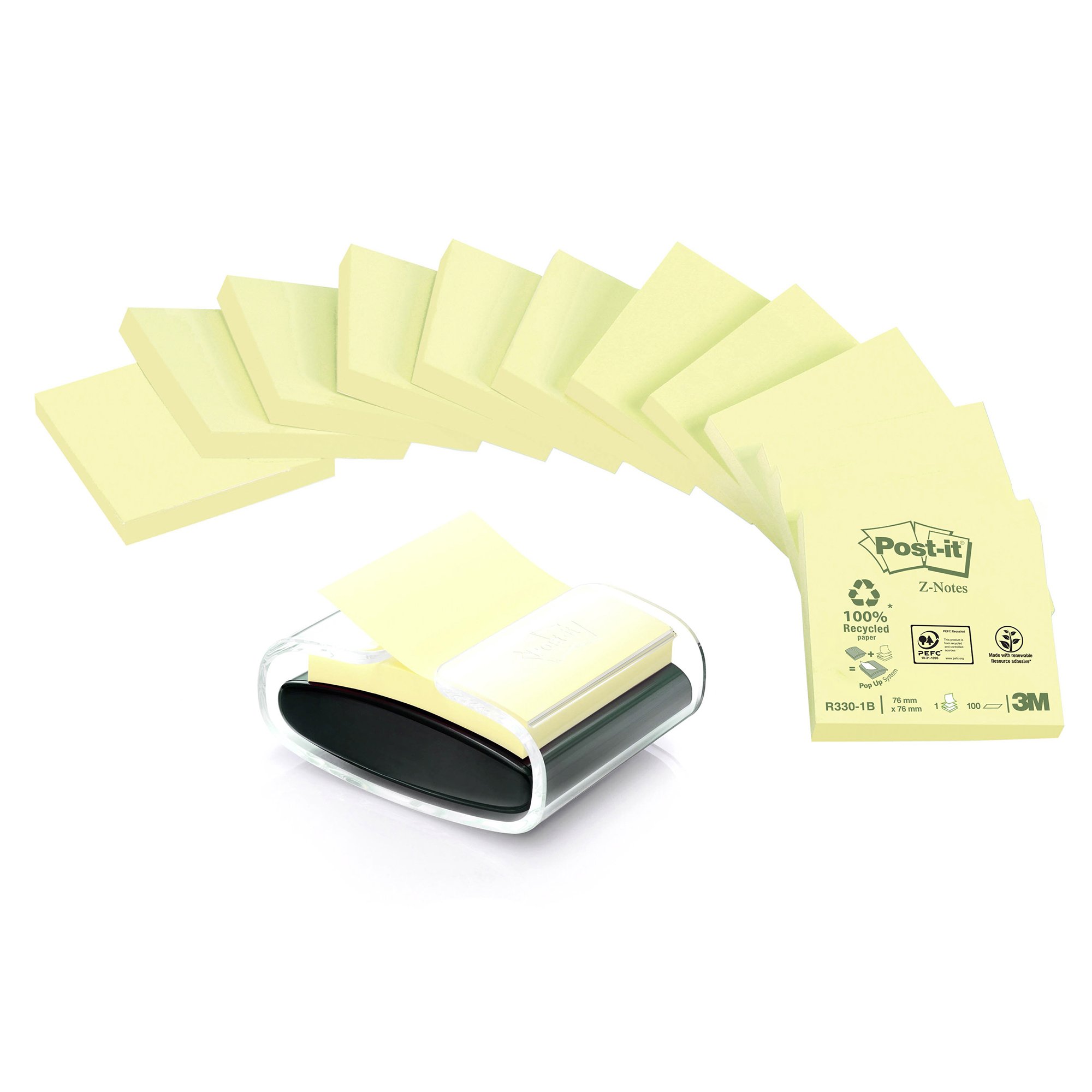 Pak met 12 blokjes gele z-notes van 100 blaadjes Post-It 76 x 76 mm ...