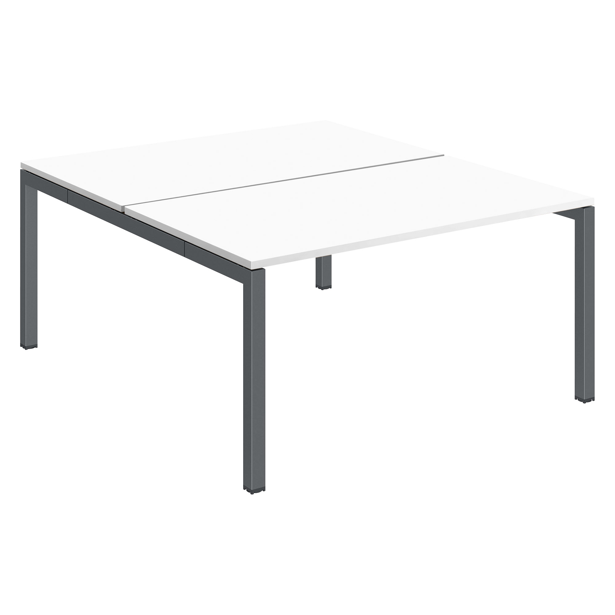 Pole 2 straight desks Arko light oak table tops metal arch legs