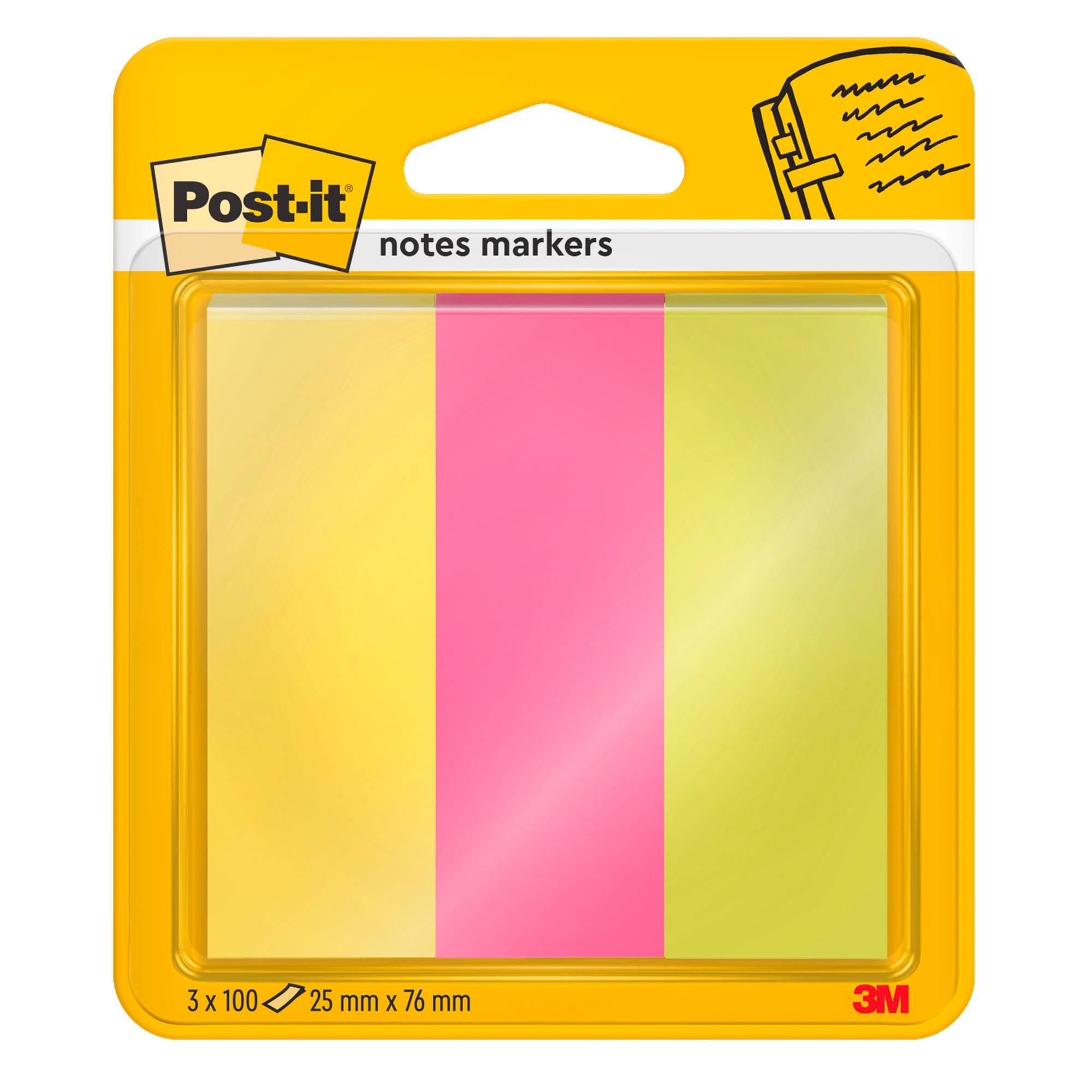 Bladwijzers papier assortiment kleuren Post-it - Set van 3 x 100 op ...