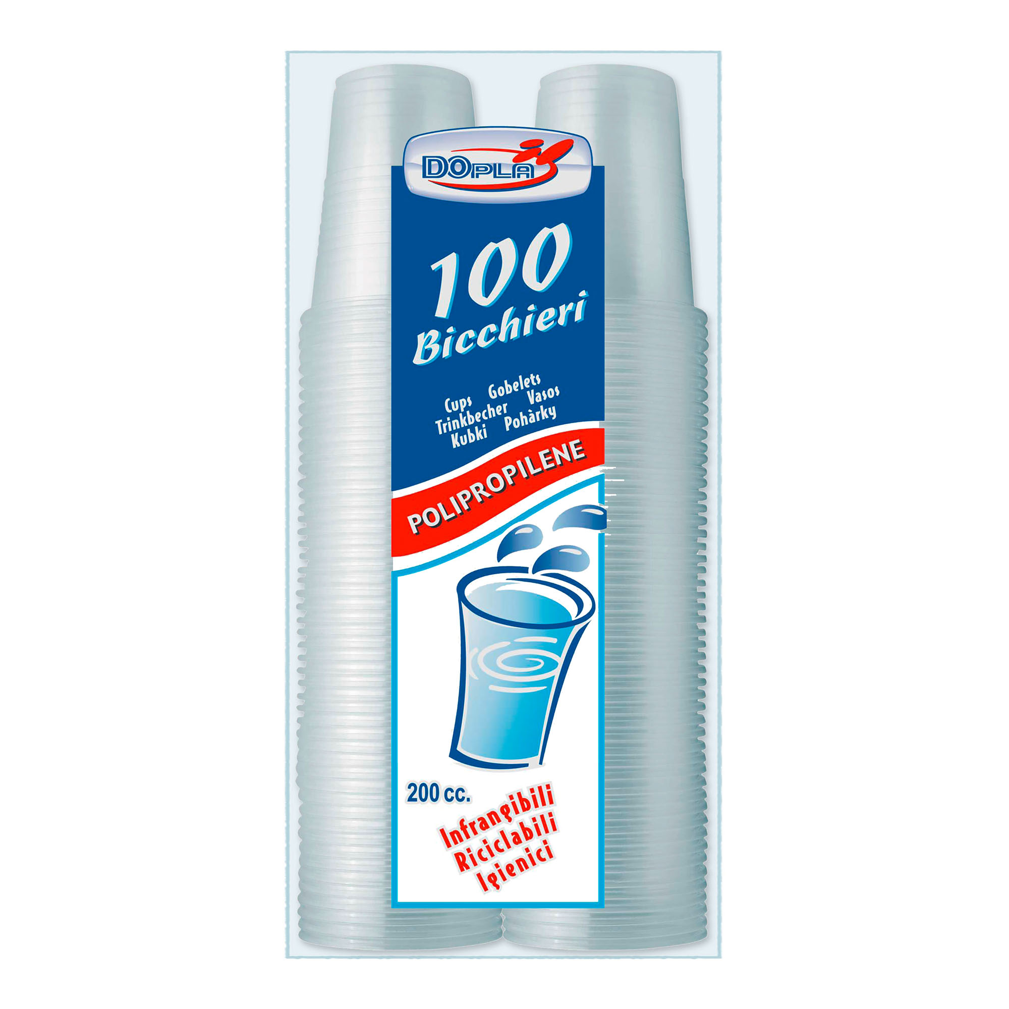 Bicchieri DOpla In plastica PPL 200 ml trasparente 2x50 unità
