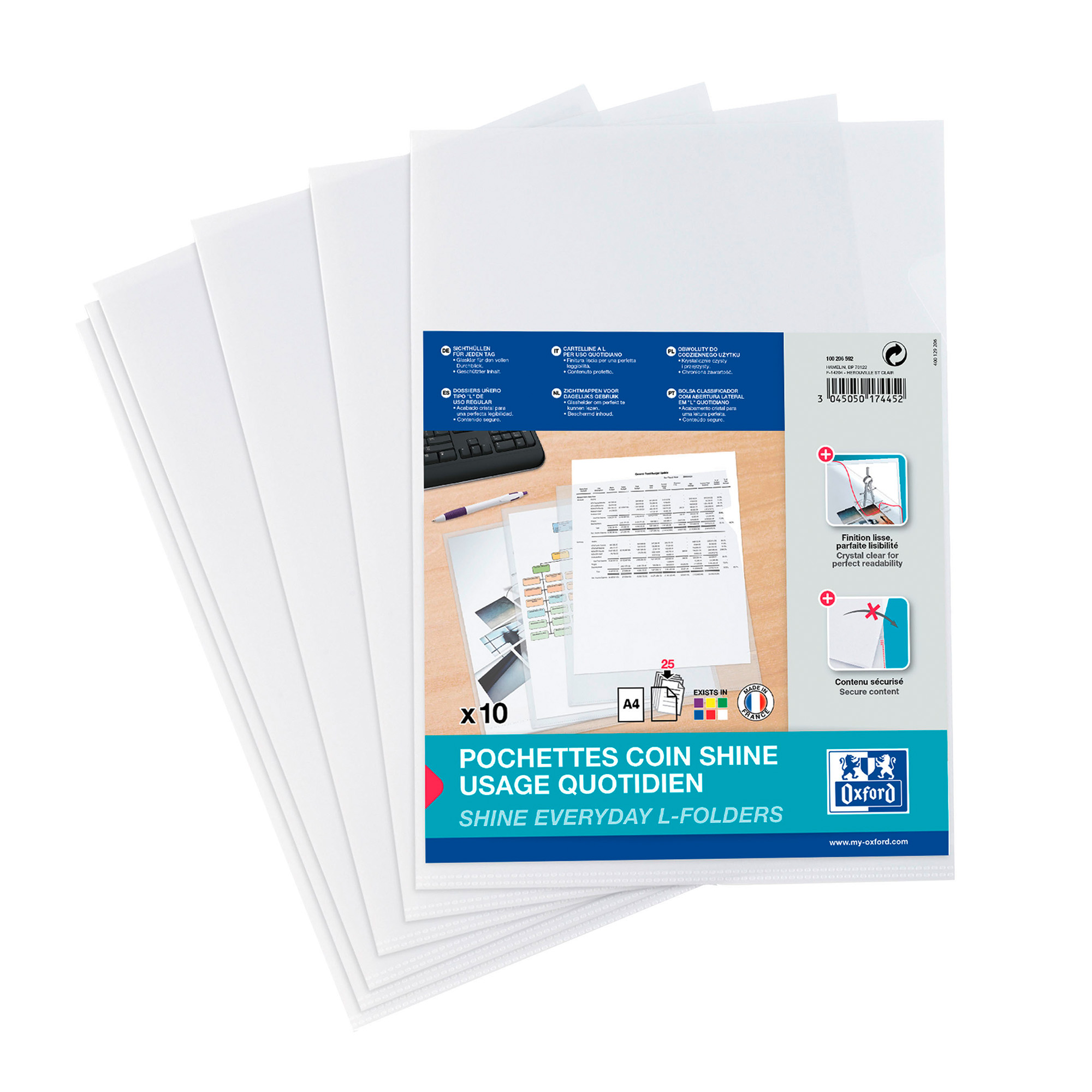 L-mapje plastic Oxford a4 polypropyleen 12/100e transparant kleurloos ...