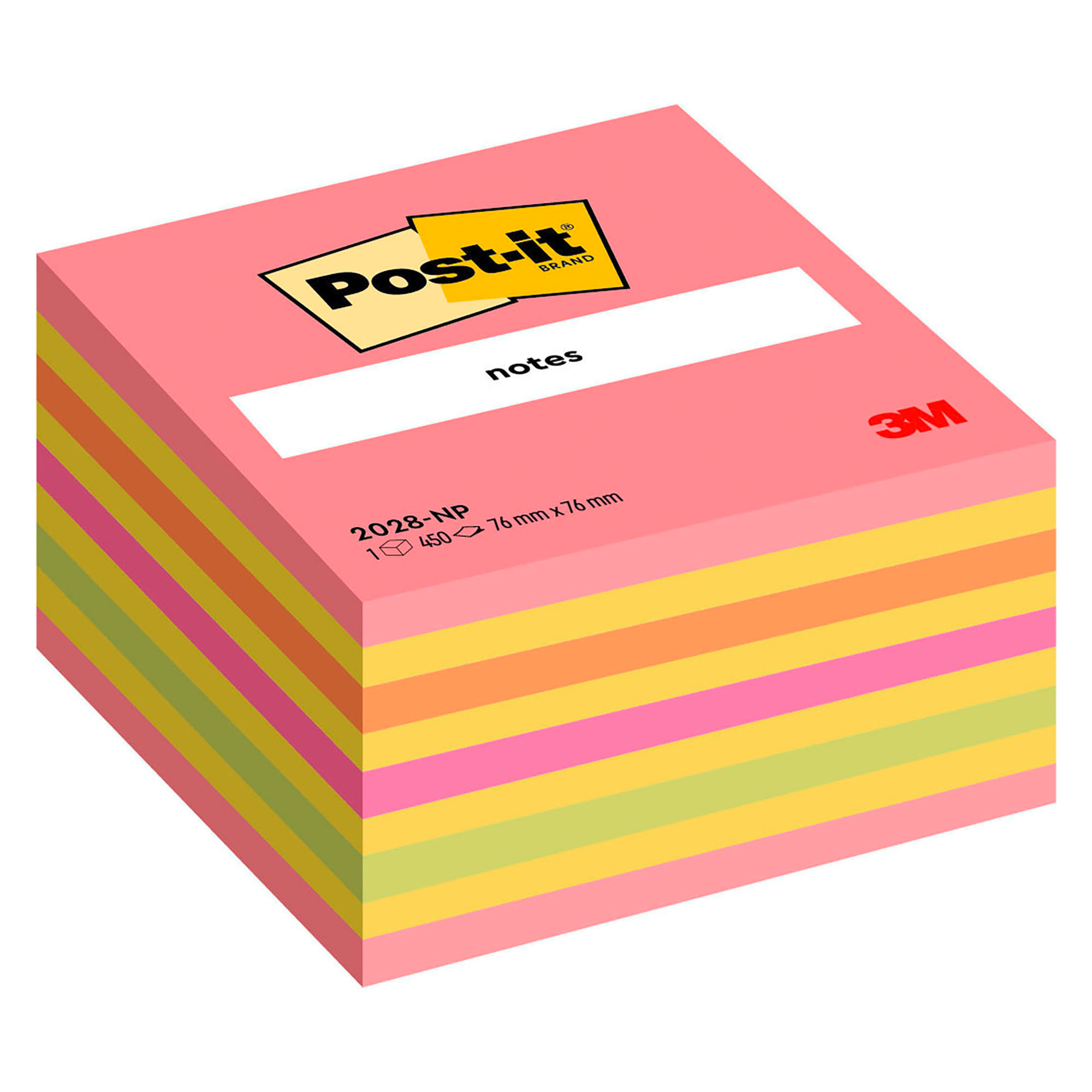 Cubo Post-it Neon Rosa 76 x 76 mm da 450 fogli su bruneau.it