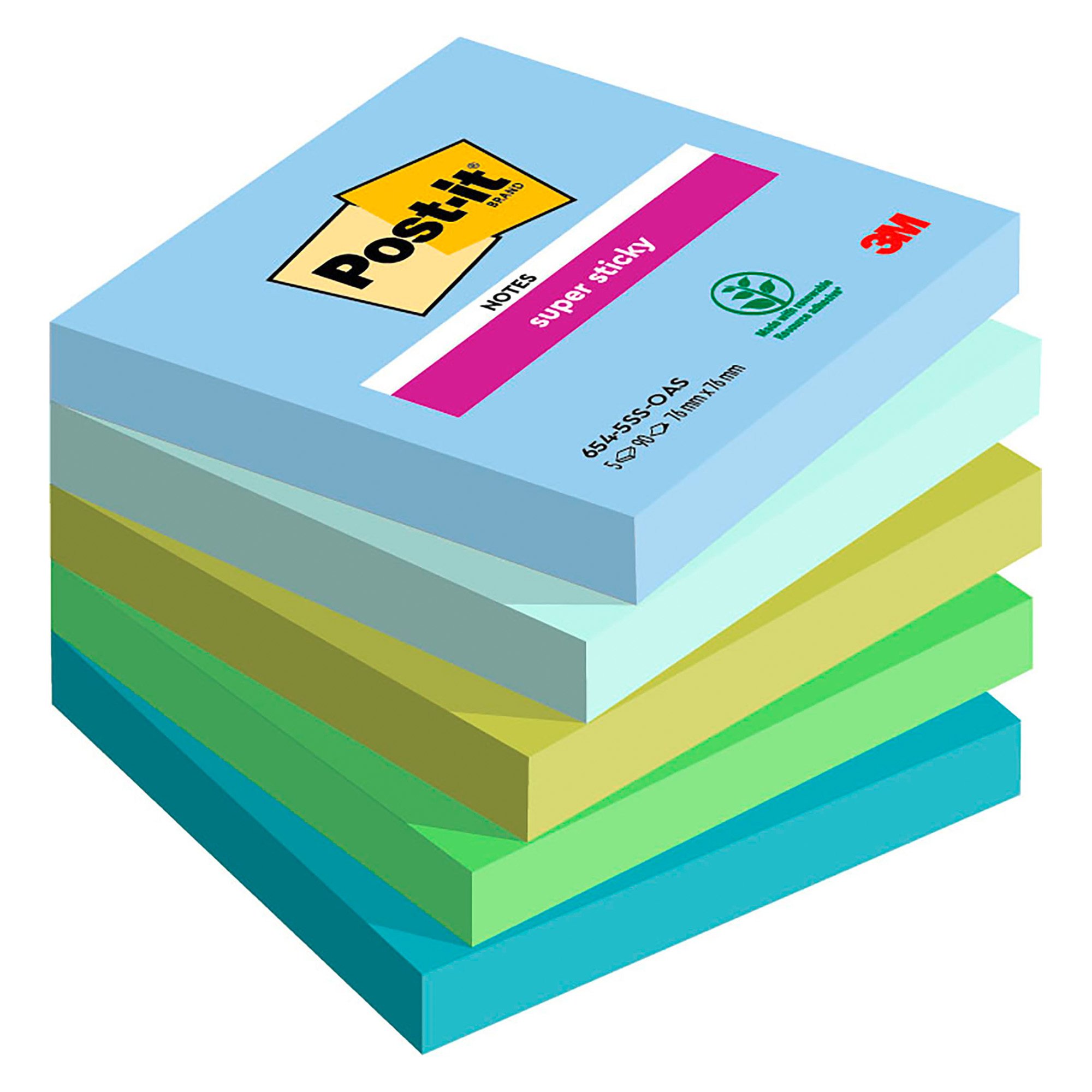 Notes Repositionnables Couleurs Oasis Super Sticky Post It Bloc De 90