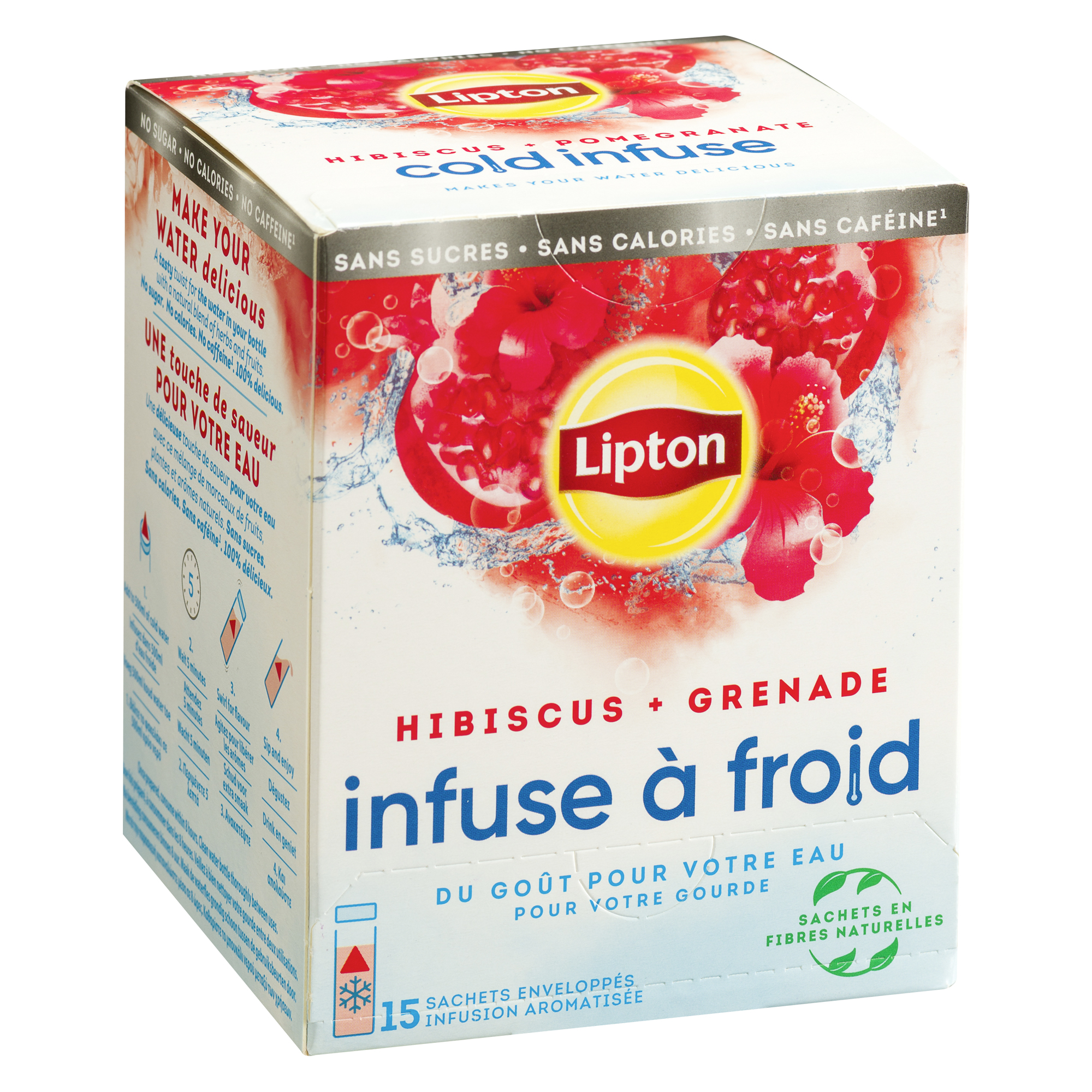 Infusion à froid Cold Infuse hibiscus grenade Lipton - Boîte de 15 sachets
