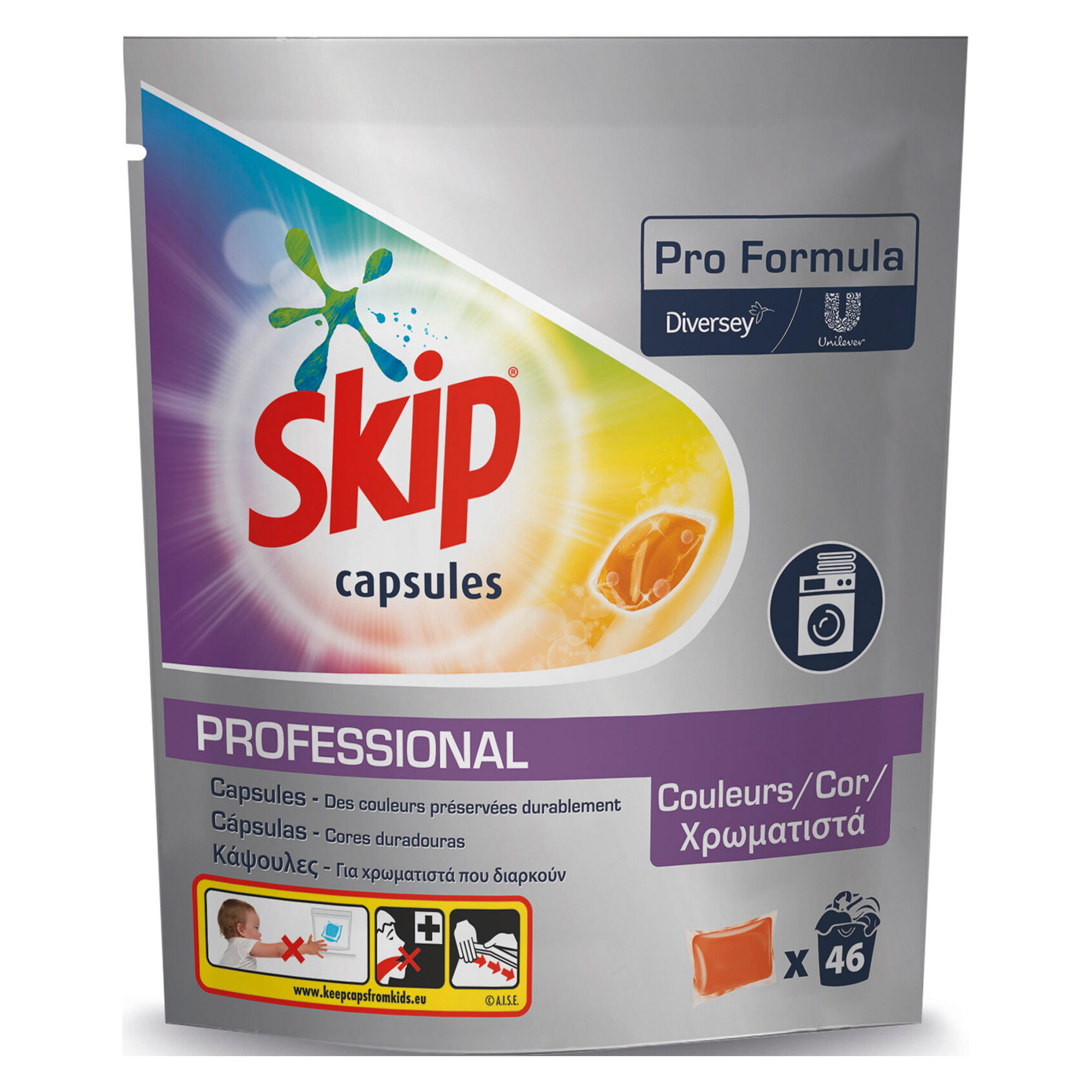 Lessive Skip professional capsules textiles couleurs - Sachet de 46 ...
