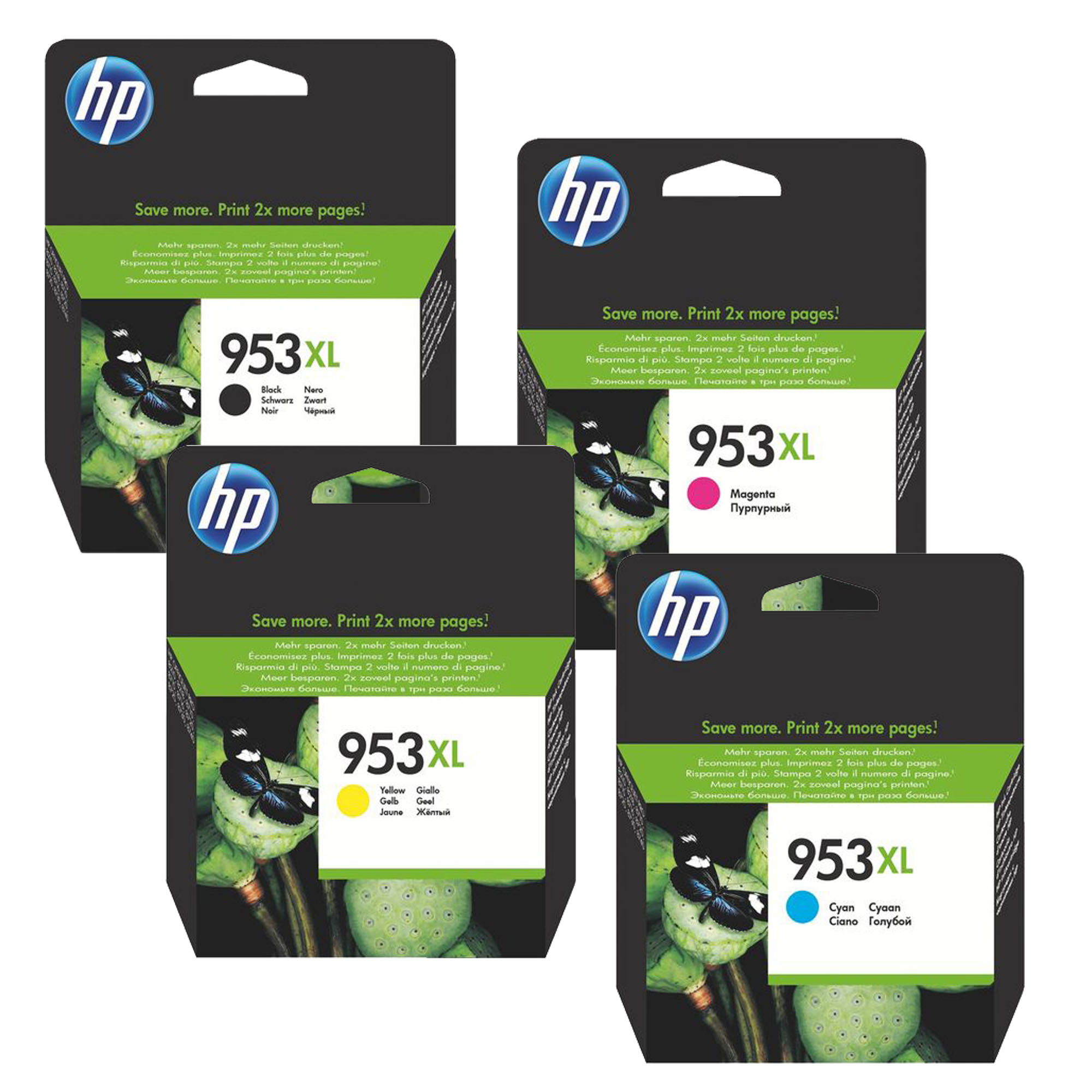 Pack cartridges HP 953 XL + 3 kleuren voor inkjetprinter