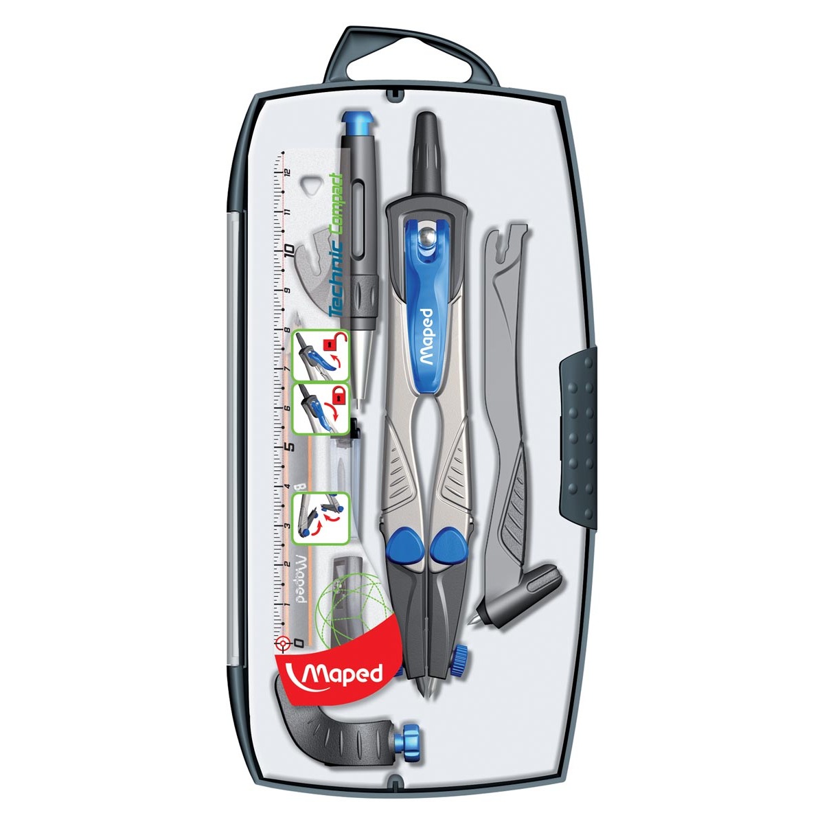 Maped passer Technic Compact 7-delige passerdoos: 1 passer Technic ...