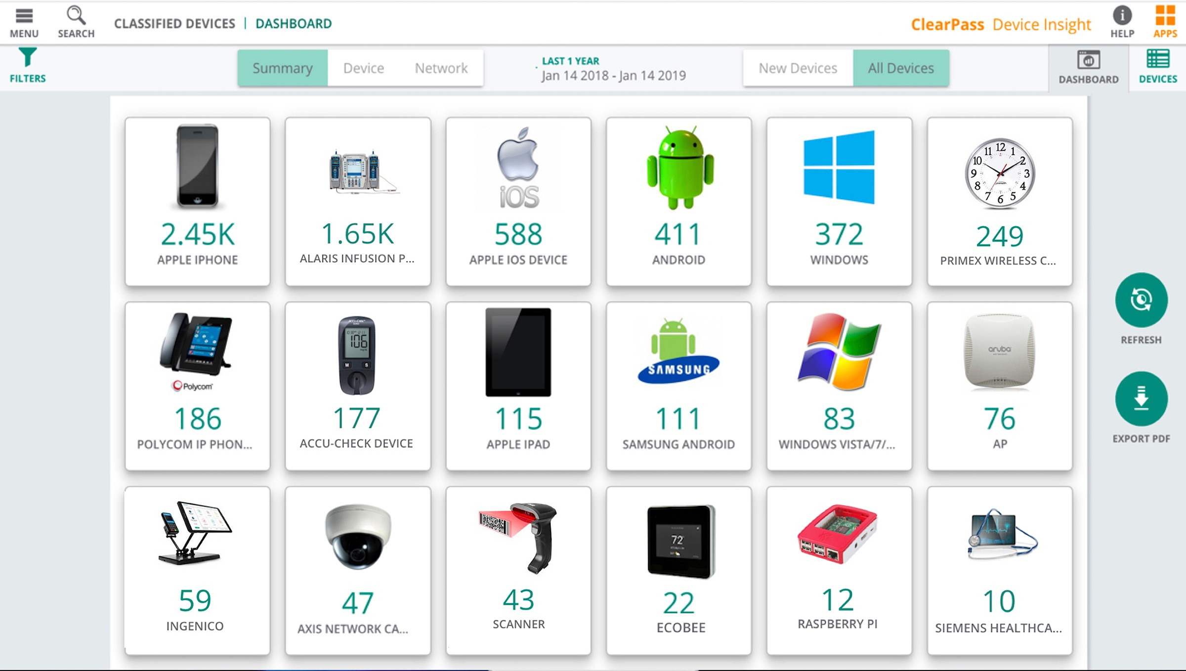 HPE Aruba Networking ClearPass Device Insight New License for 100 ...