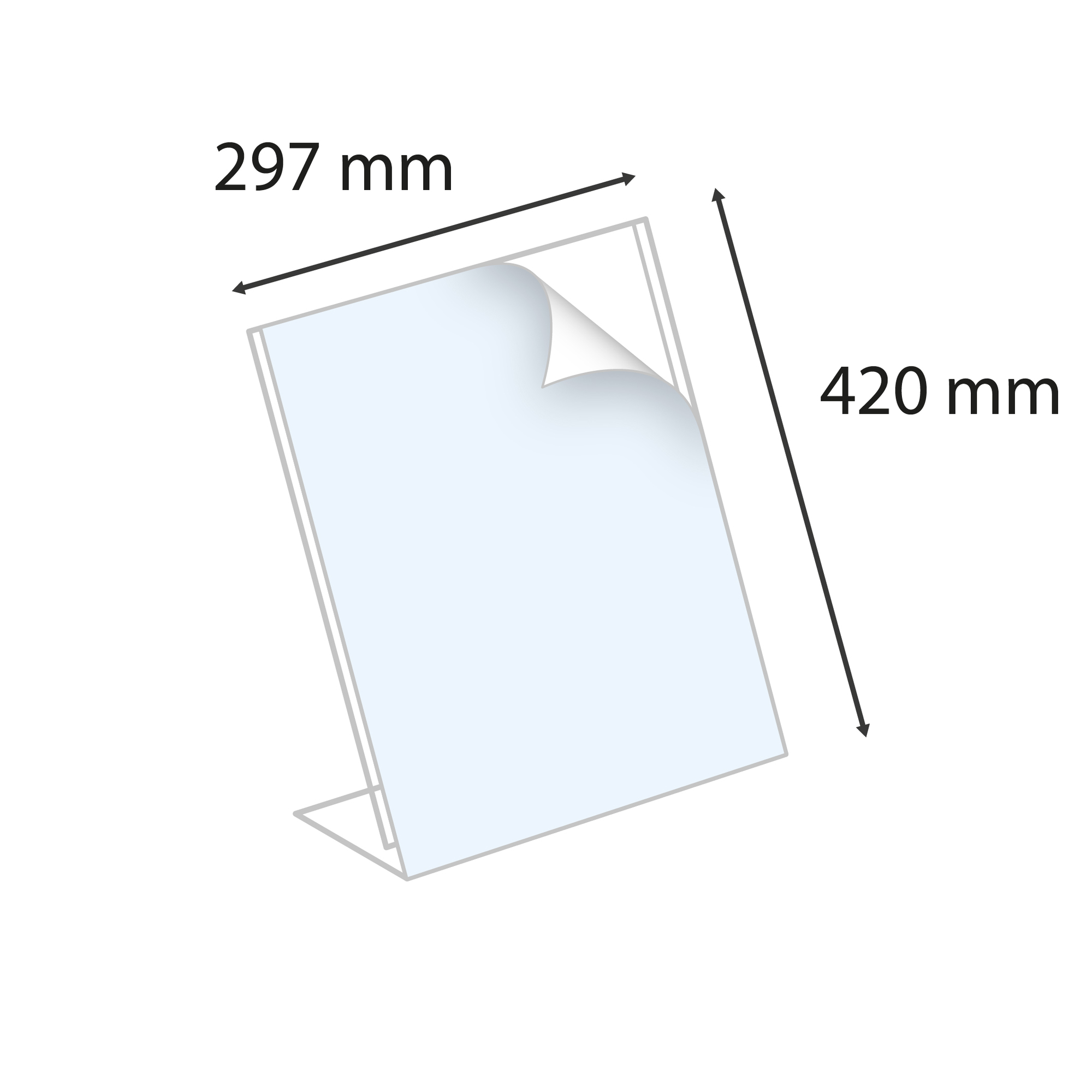 Porte-visuel incliné vertical A3 - Cristal