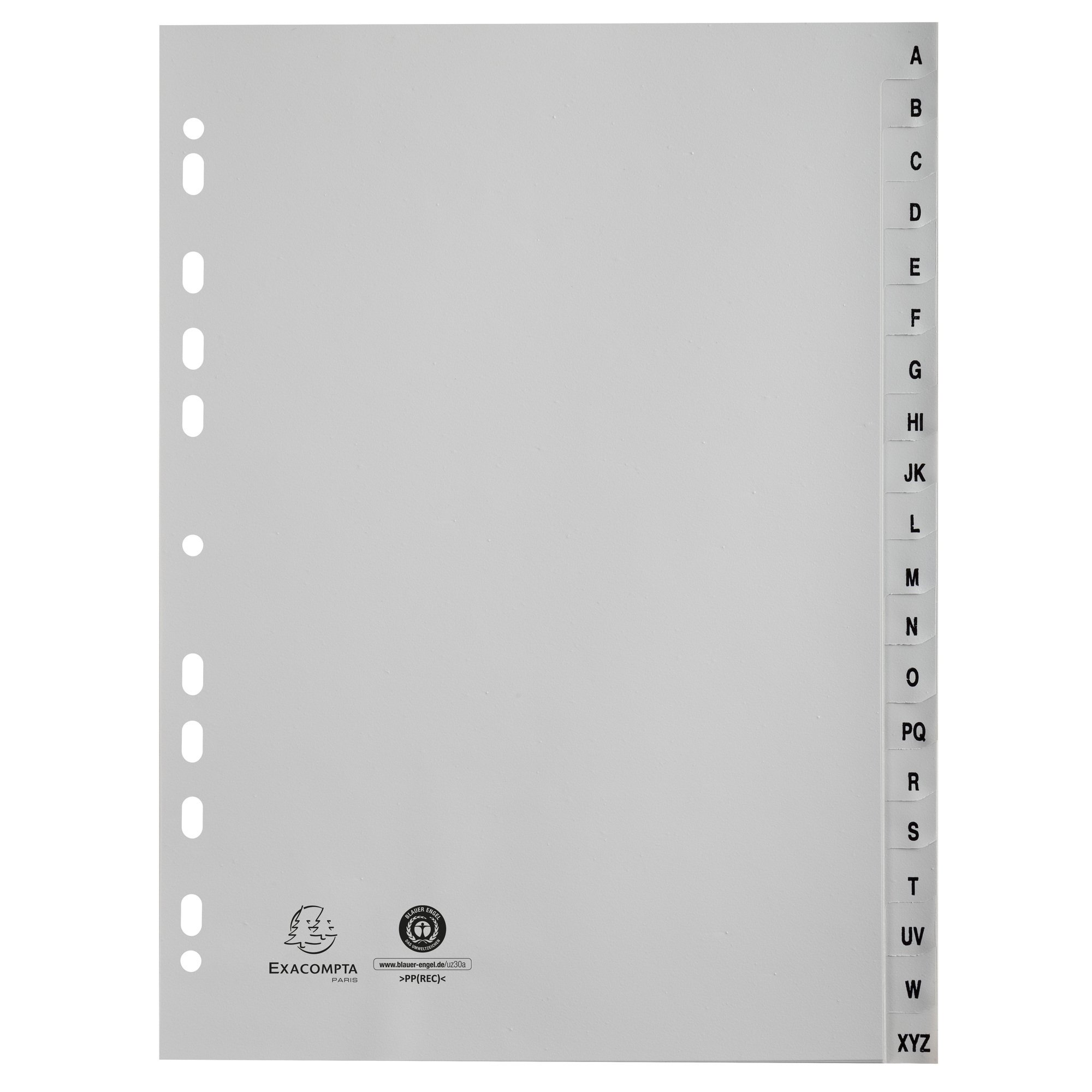 Intercalaires imprimés alphabétiques PP recyclé - AZ 20 positions - A4 ...