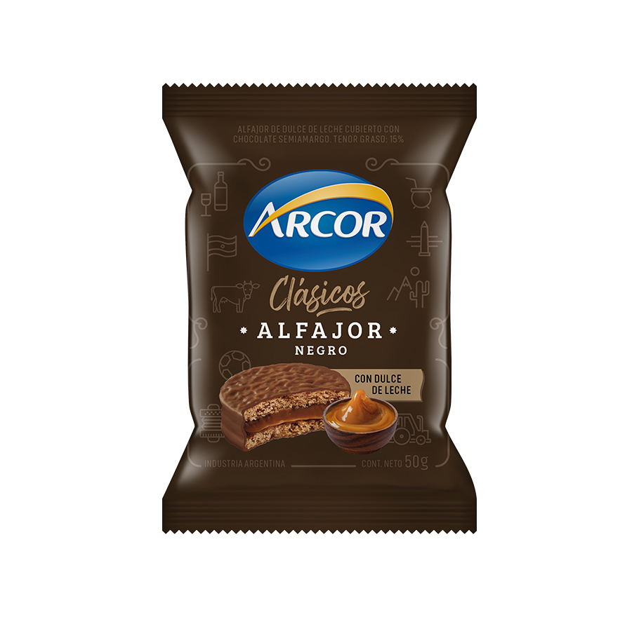 Alfajor Dulce de leche negro Arcor 50 g - Estuche de 18 unidades en ...