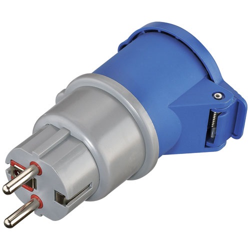 Adaptateur caravane avec prise CEE 2P+T - fiche 16A - IP44 - bleu